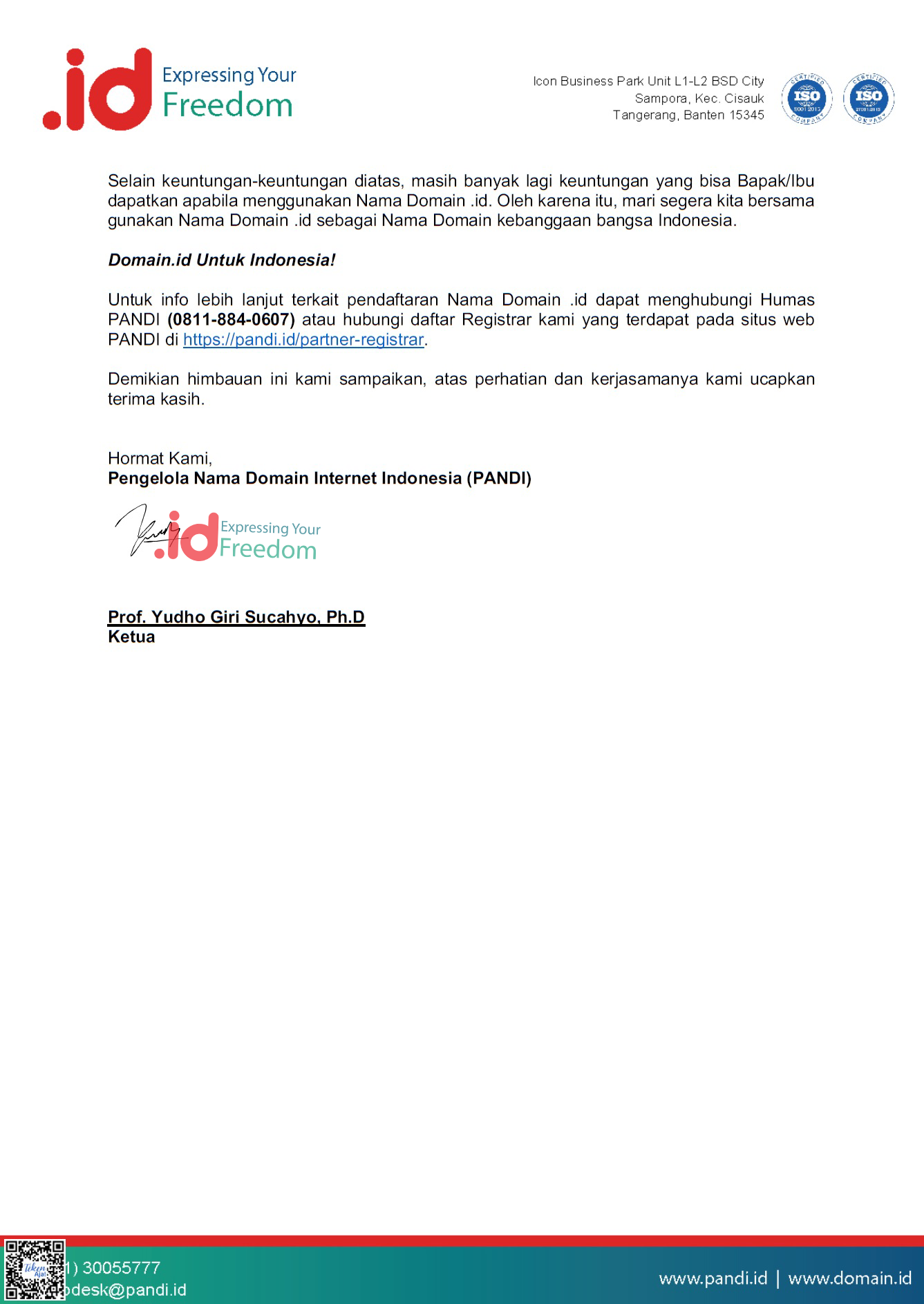 PANDI Himbau Masyarakat Gunakan Domain .ID - PANDI.id